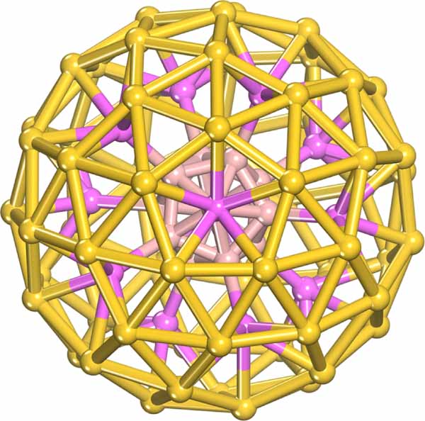Large-size gold–aluminum alloy cluster Al12Au60 stabilized by an ...