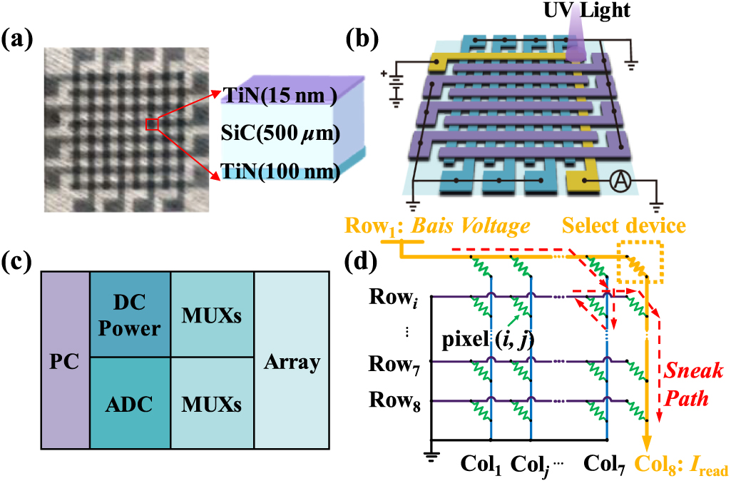 4H-SiC ultraviolet photodetector array with vertical MSM configuration ...
