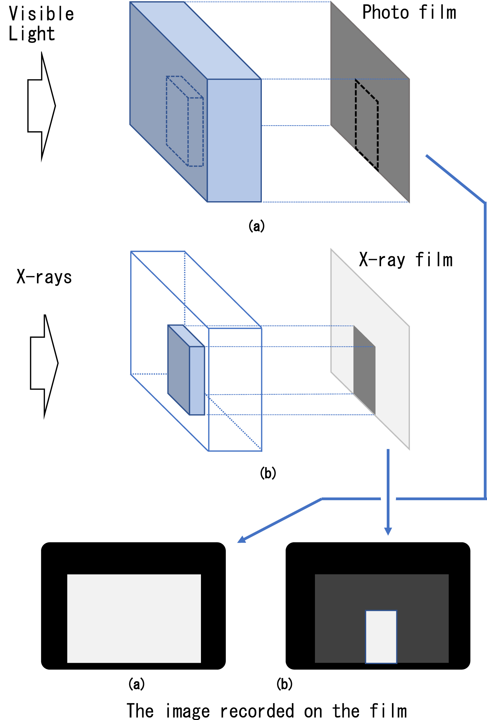 How to illustrate the principal of radiography using three ...