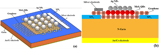 Ag NPs and MoS2 QDs double modified graphene/GaAs near-infrared ...