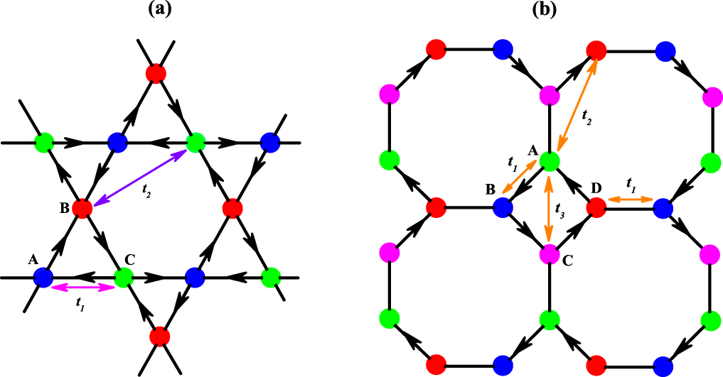 Topological quantum phase transitions on the kagomé and square–octagon ...