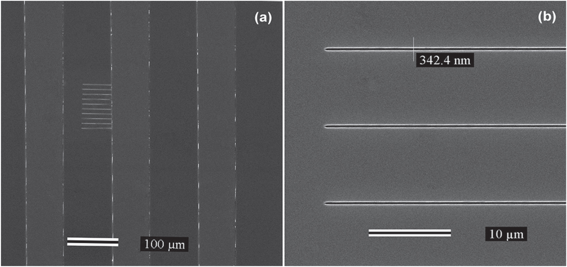 Combination photo and electron beam lithography with polymethyl ...