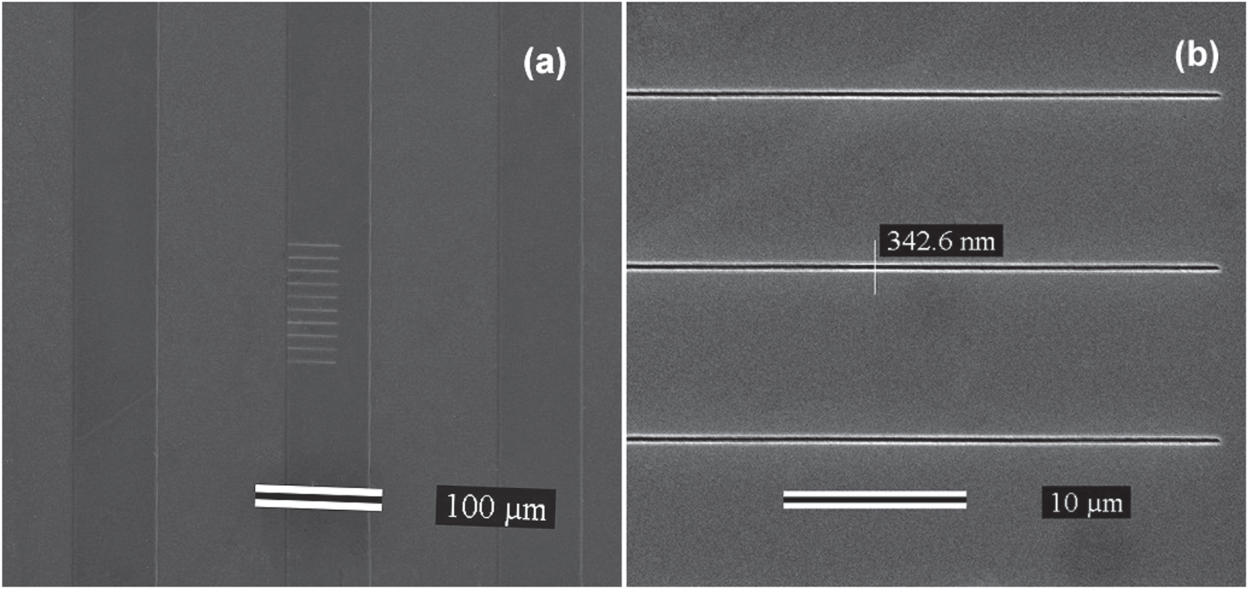 Combination photo and electron beam lithography with polymethyl ...