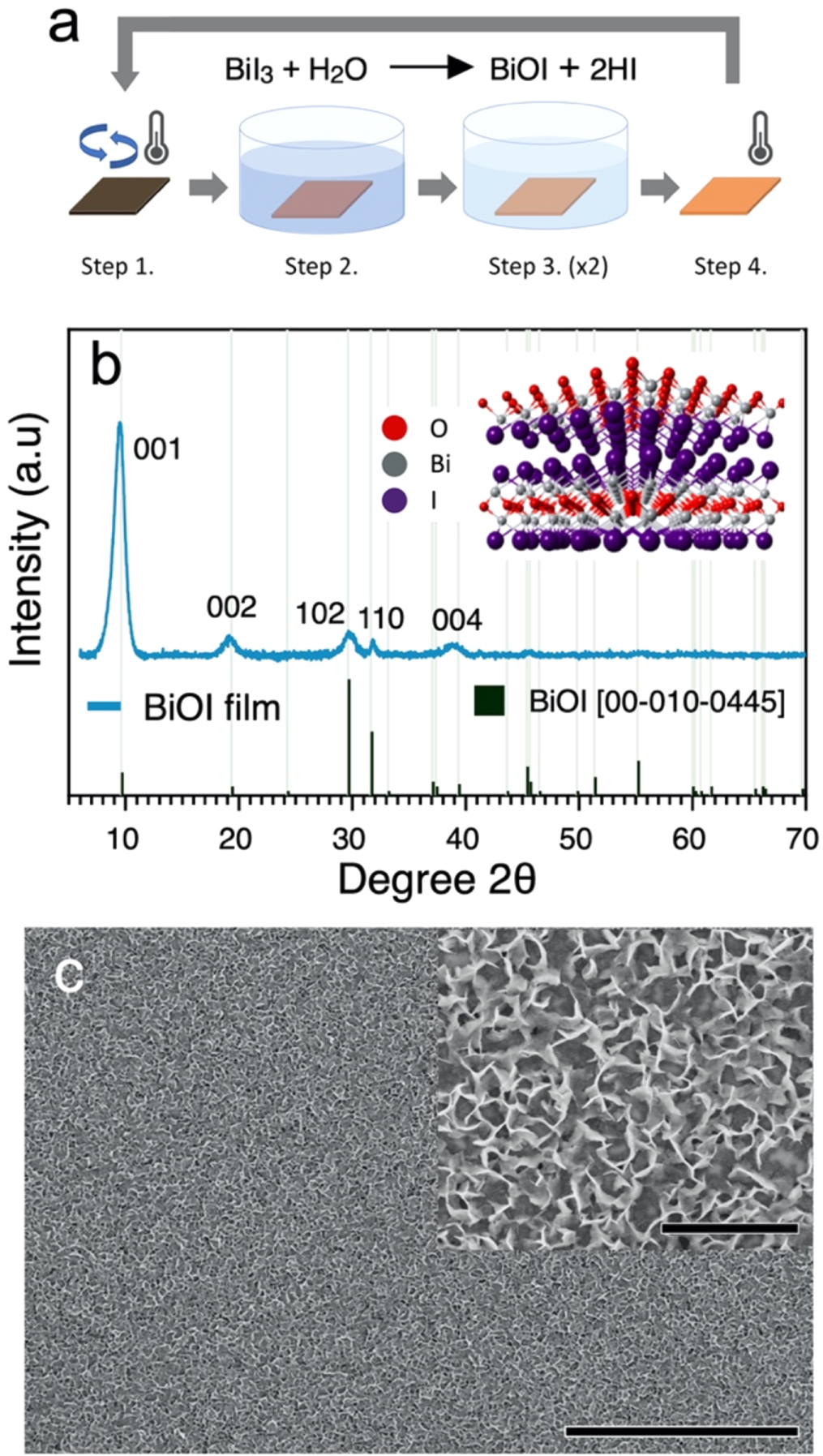 Solution processed bismuth oxyiodide (BiOI) thin films and solar cells ...