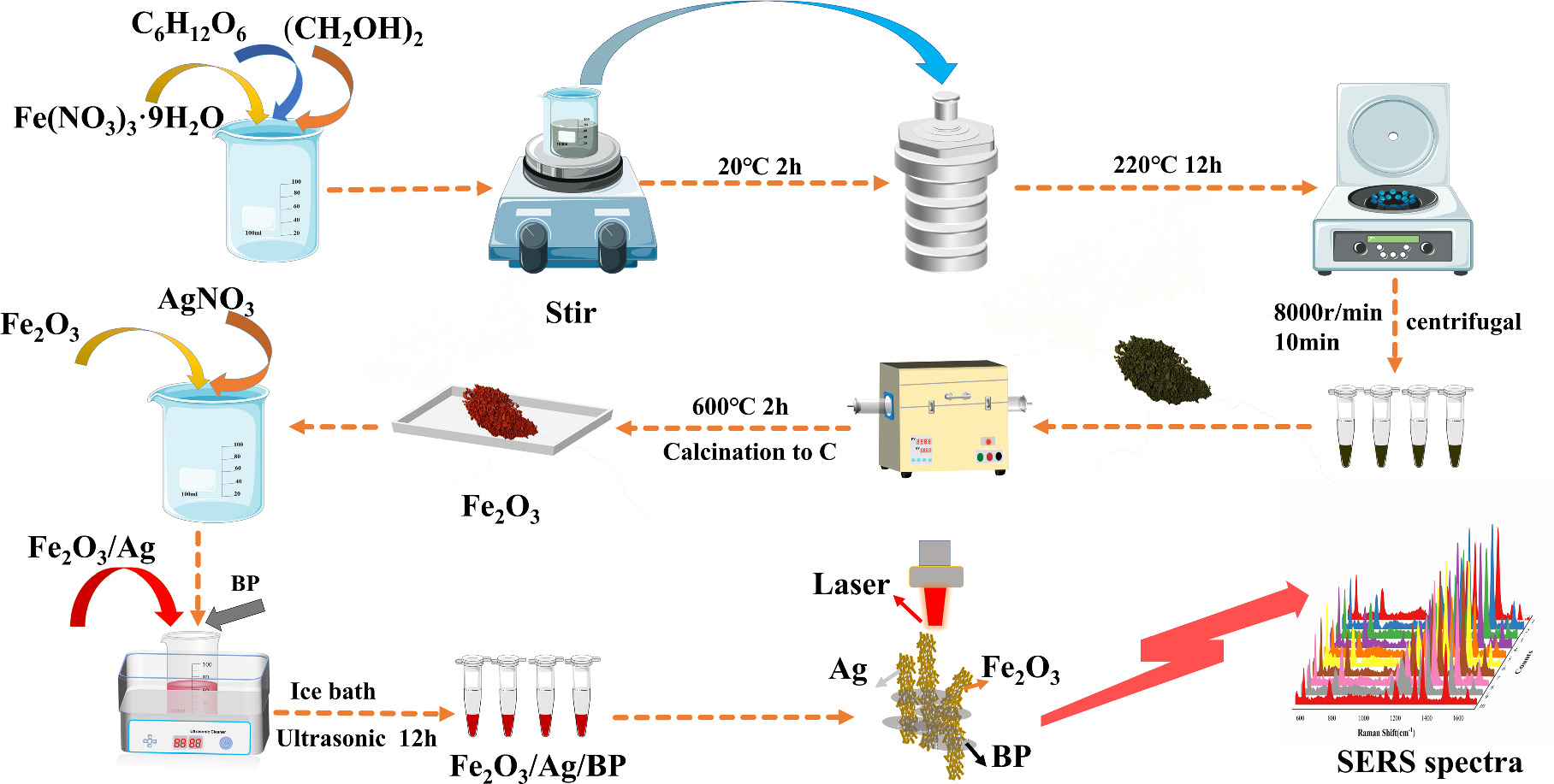 Porous rod-shaped Fe2O3/Ag/BP: a novel substrate for highly sensitive ...