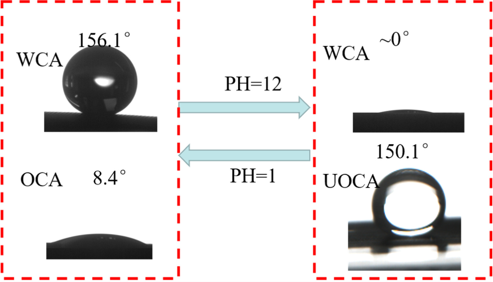 Preparation of pH-responsive reversible wettable surfaces and ...