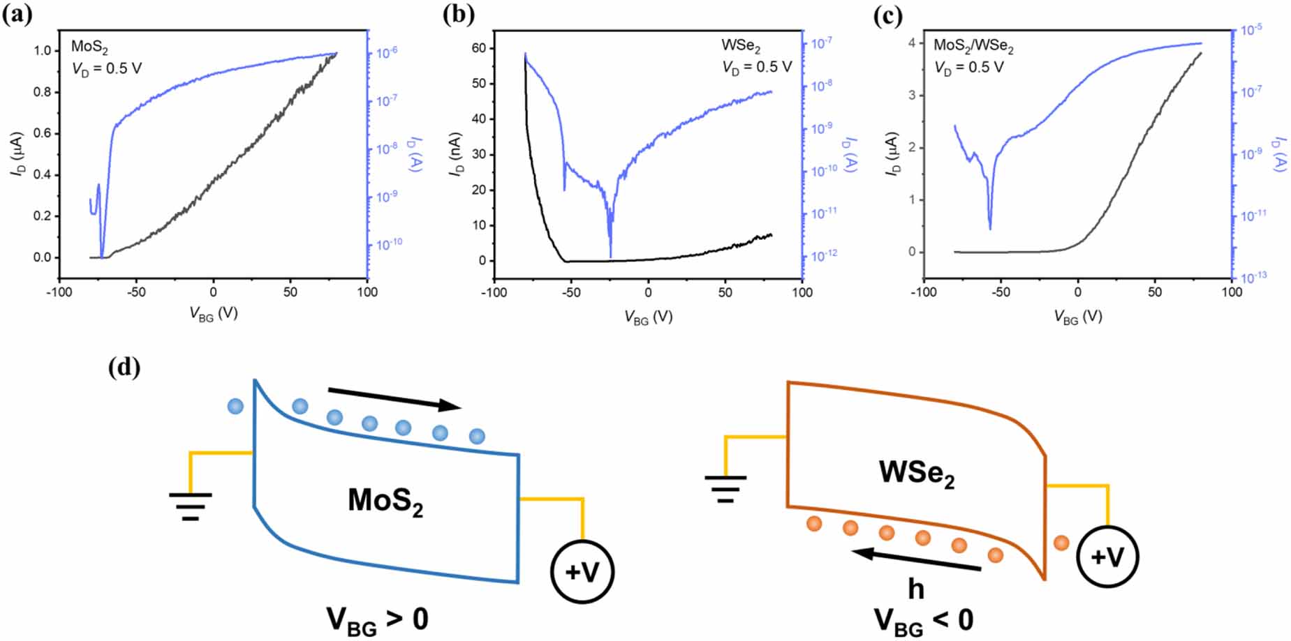 Electrostatic control of transconductance oscillations in MoS2/WSe2 ...