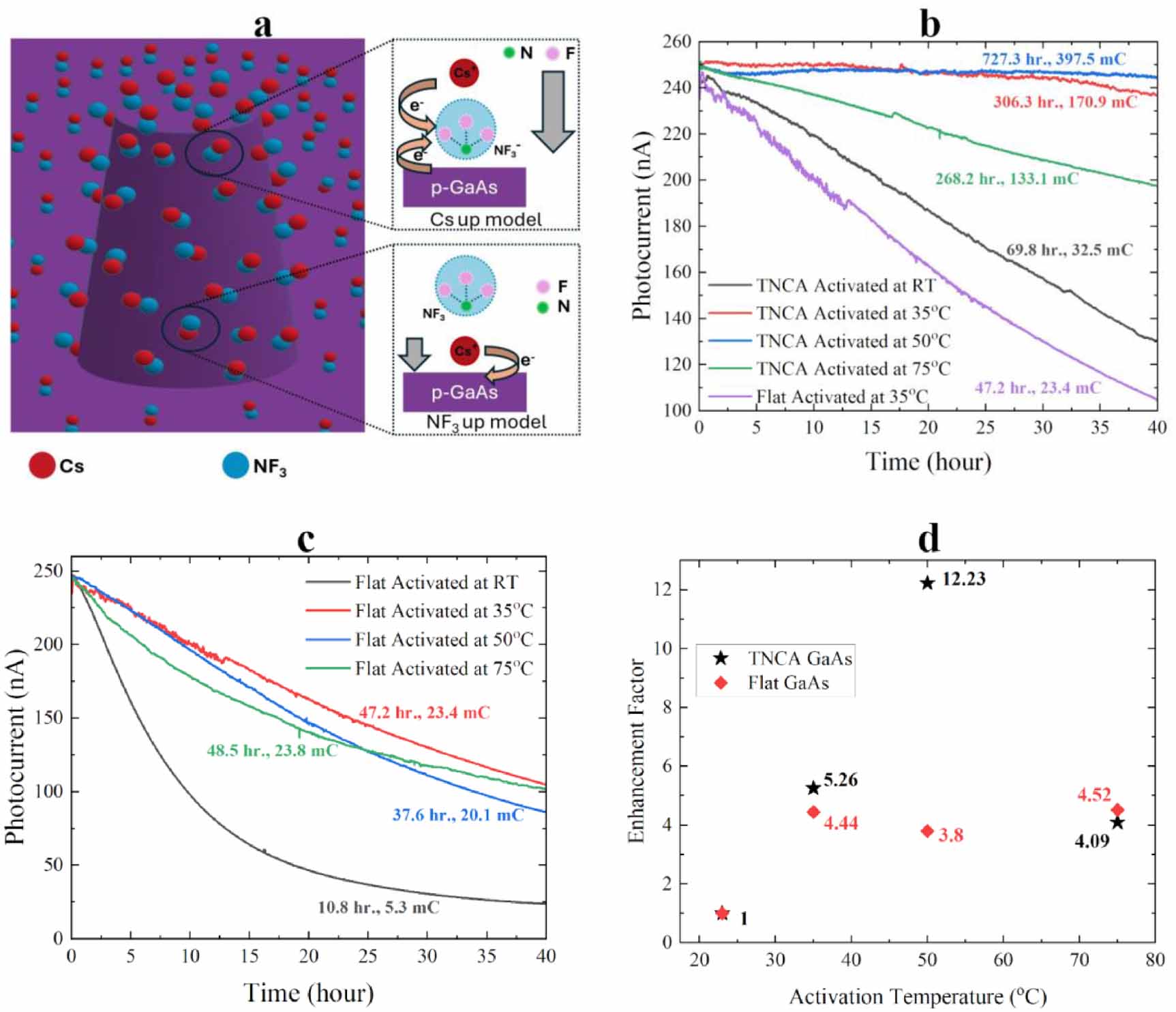 Effect of activation temperature on quantum efficiency and lifetime of ...