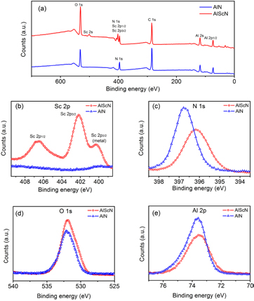 AlScN thin film based surface acoustic wave devices with enhanced ...