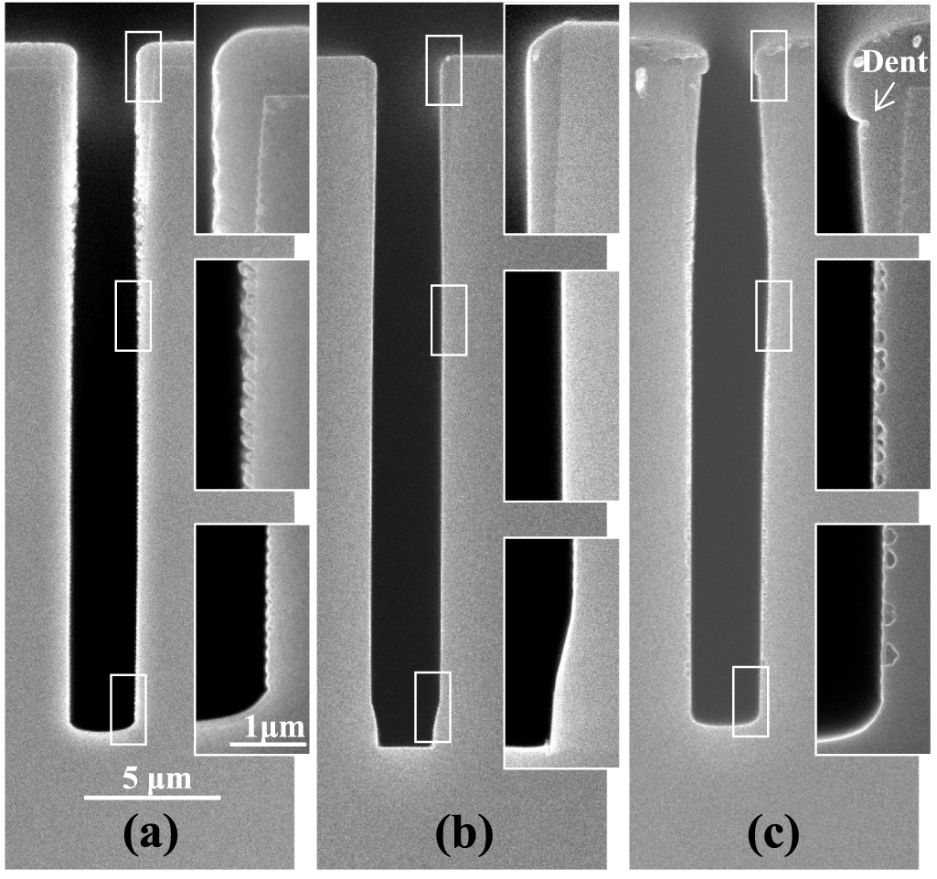 Morphology of films deposited on the sidewall during the Bosch process ...