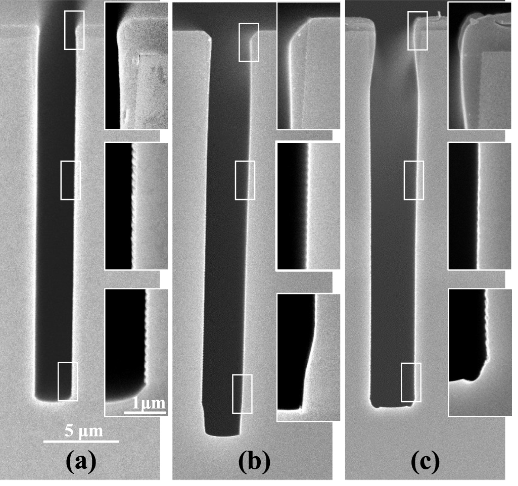 Morphology of films deposited on the sidewall during the Bosch process ...