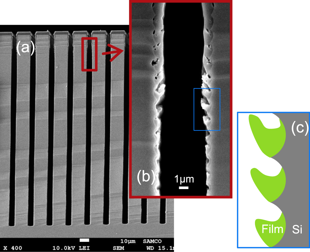 Morphology of films deposited on the sidewall during the Bosch process ...