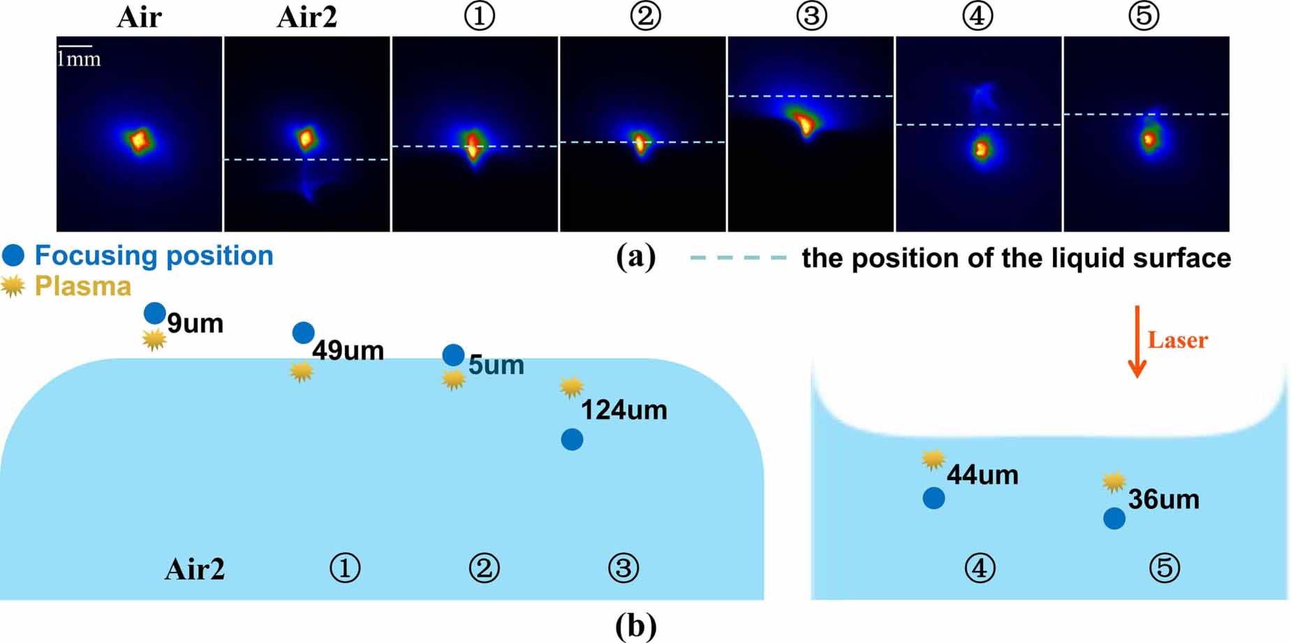 Characteristics of laser induced plasma near a flat gas-liquid ...