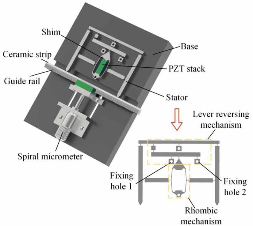 A single PZT stack actuated piezoelectric actuator with bidirectional ...
