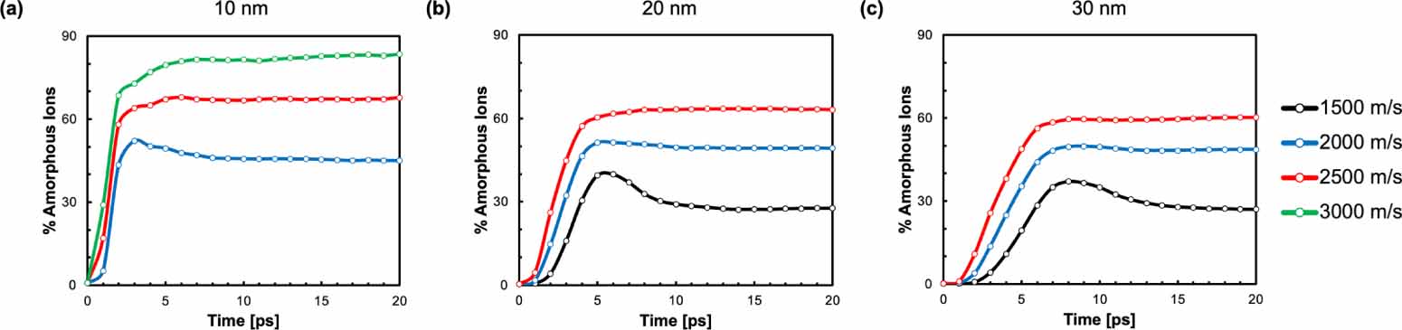 A molecular dynamics study of the effects of velocity and diameter on ...