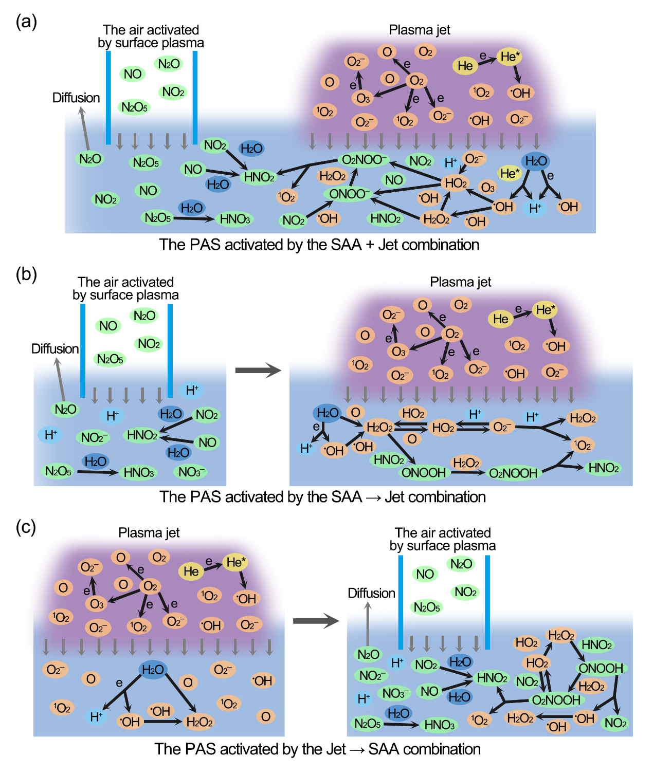 Different bactericidal abilities of plasma-activated saline with ...
