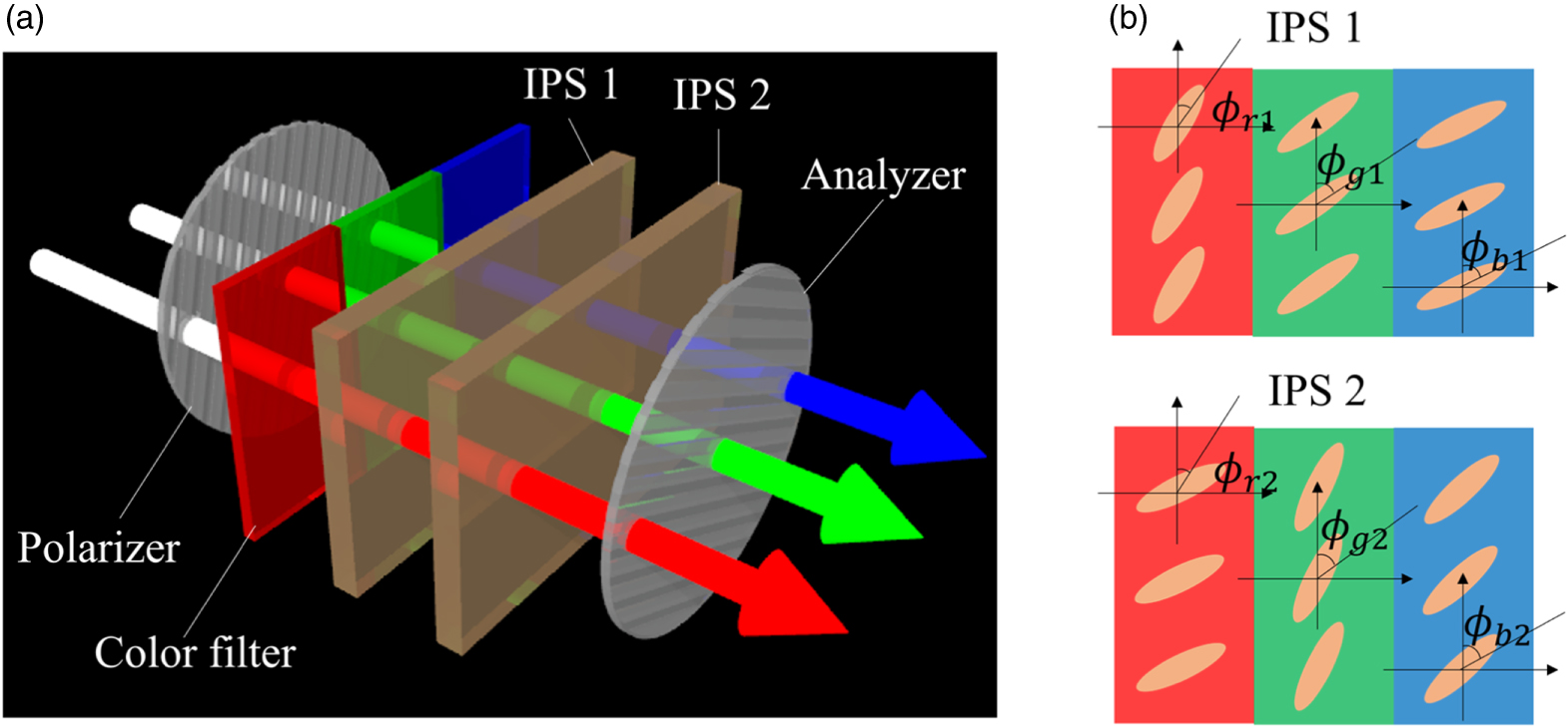 Complex RGB spatial light modulation with a dual-layer in-plane switching liquid crystal panel ...