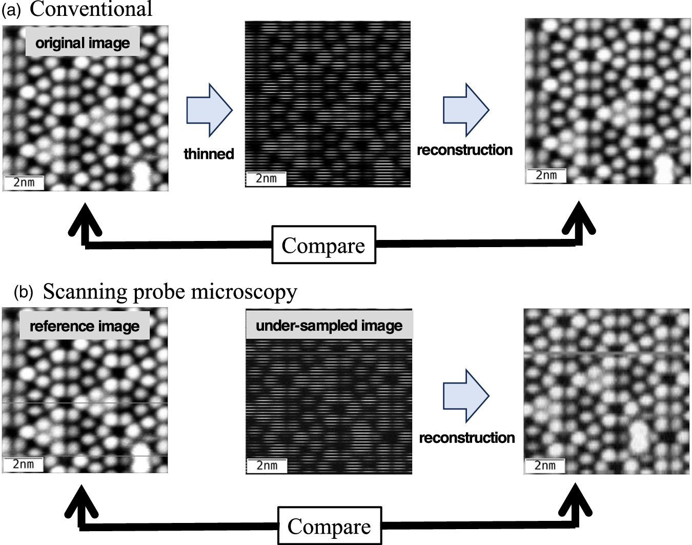 Feature correlation method for image reconstruction evaluation in under-sampled scanning probe ...