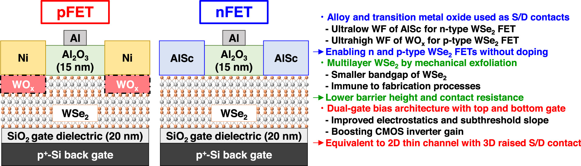 Fabrication of n-type and p-type WSe2 field-effect transistors and ...