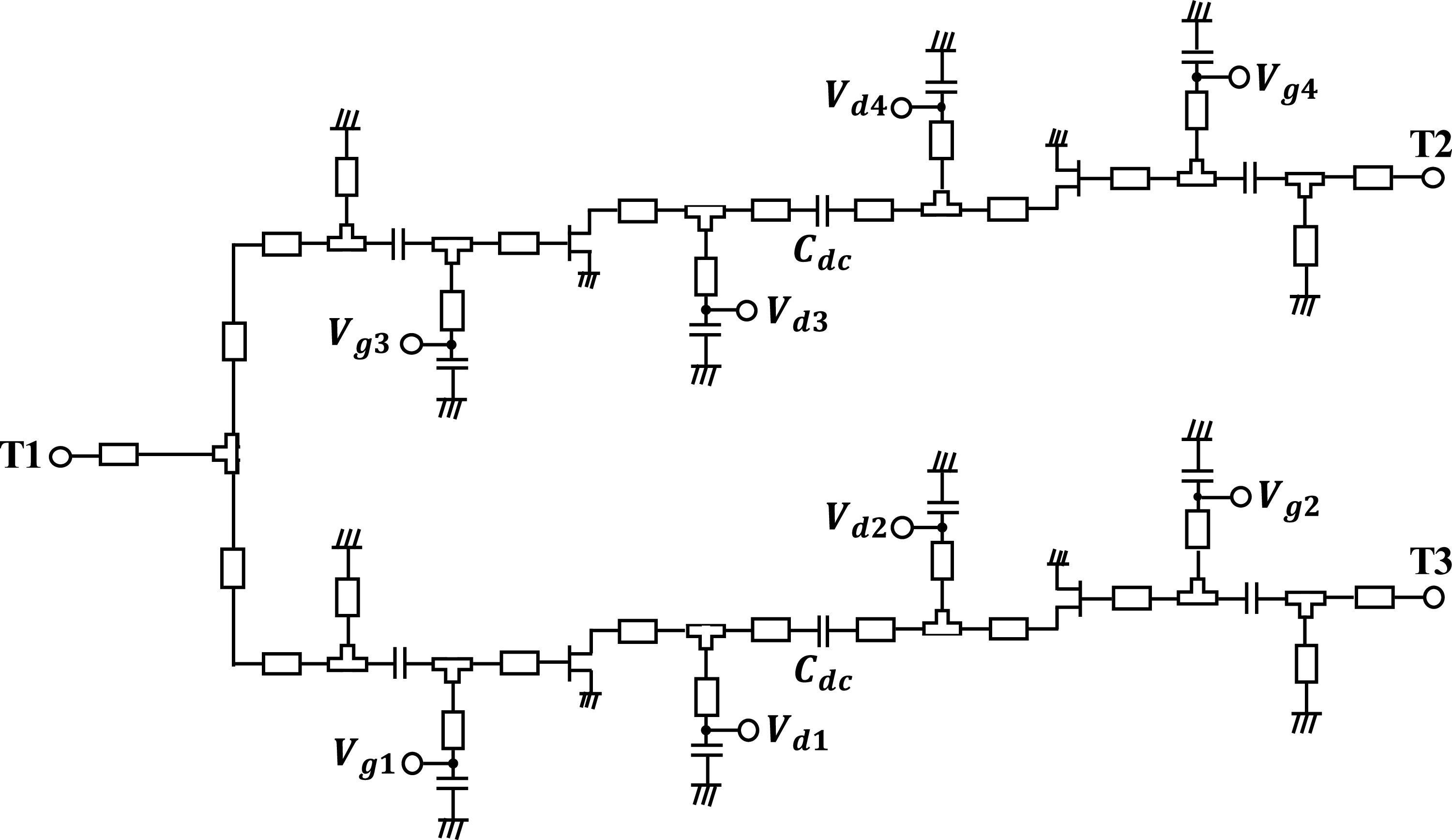 GaN/SiC SPDT gain switch MMICs utilizing bidirectional FET amplifiers ...
