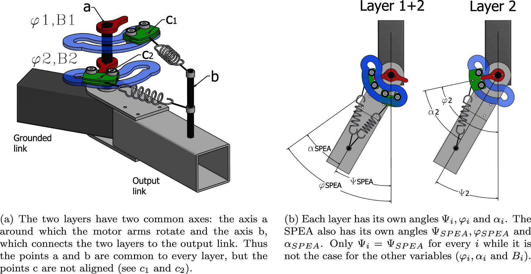 Bi-directional series-parallel elastic actuator and overlap of the ...