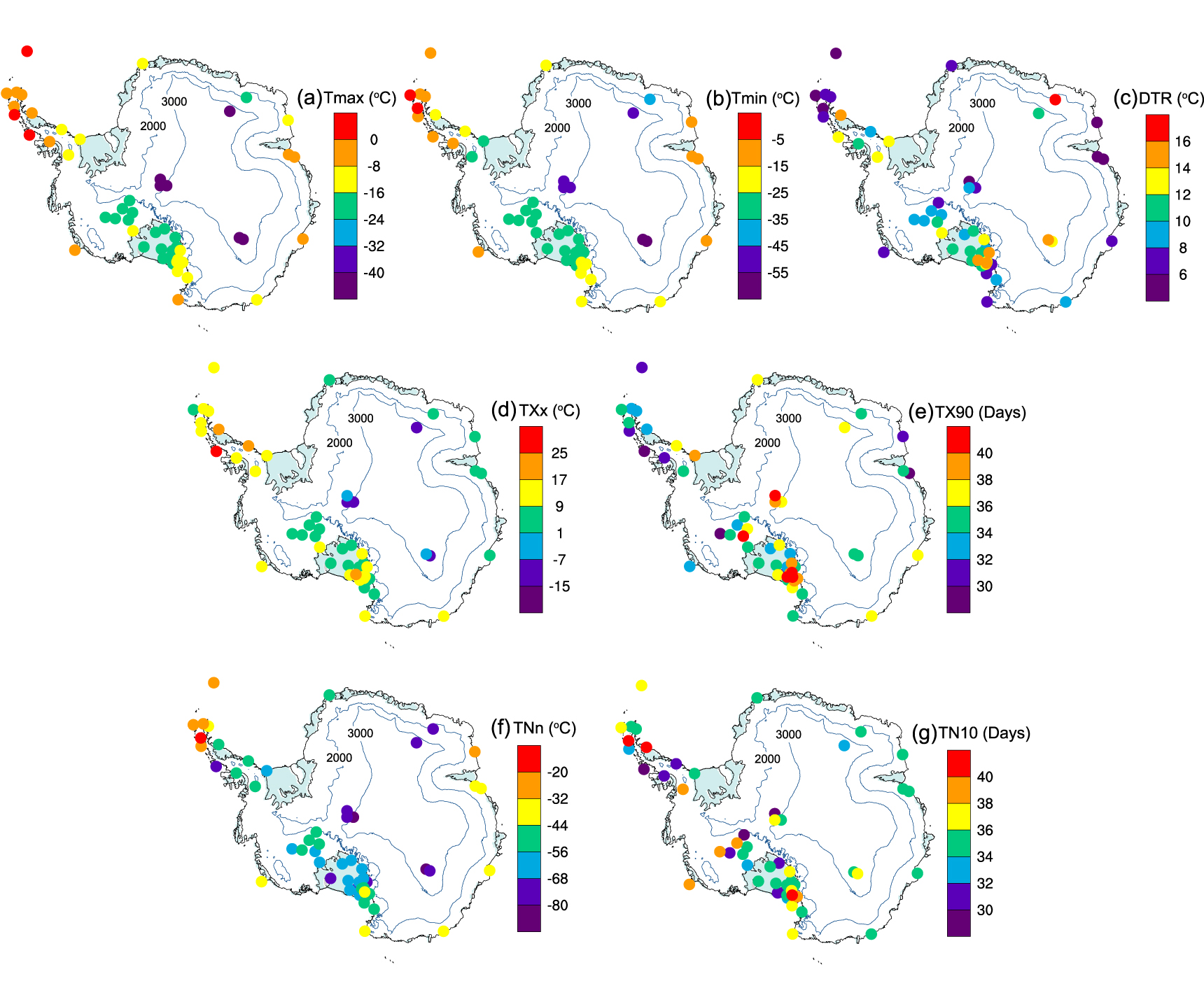 Distribution and temporal trends of temperature extremes over ...