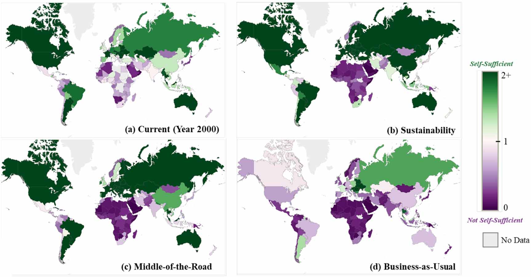 Global food self-sufficiency in the 21st century under sustainable ...
