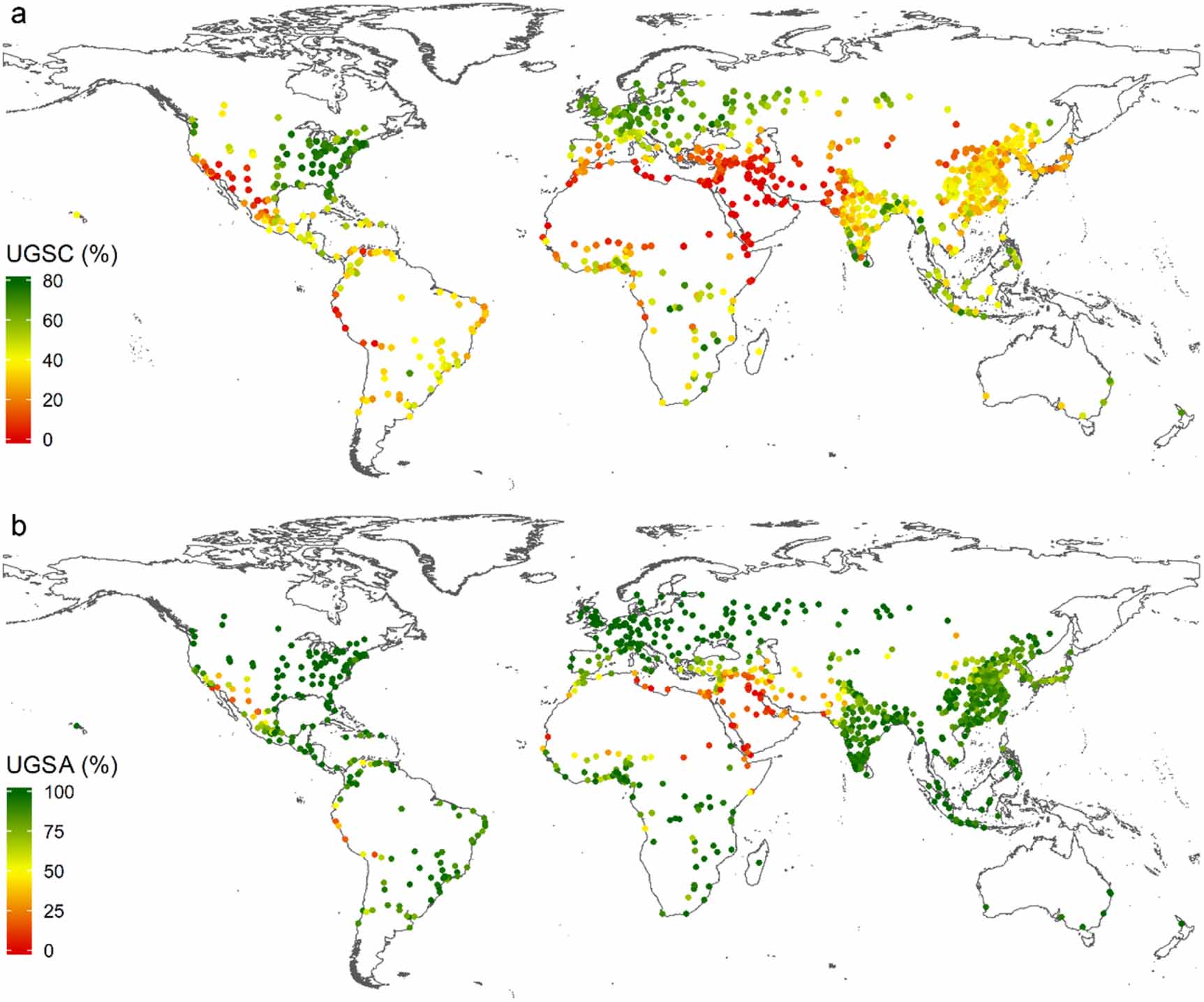 Mapping the maximum extents of urban green spaces in 1039 cities using ...