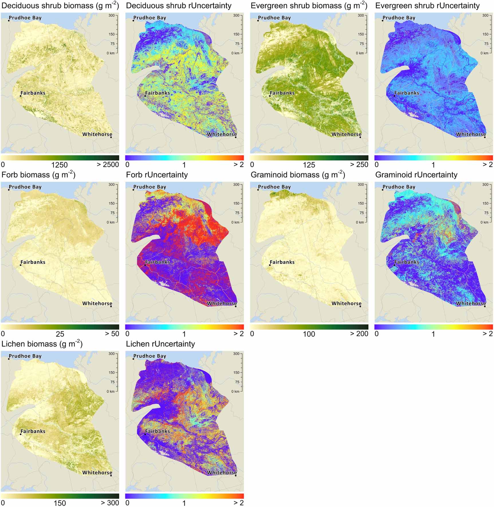 Plant functional type aboveground biomass change within Alaska and ...