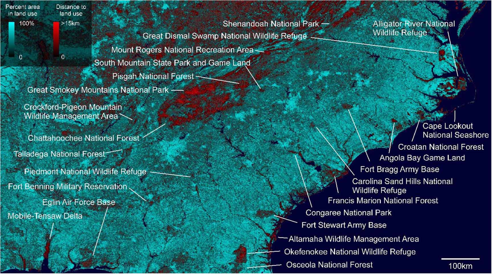 Global land use extent and dispersion within natural land cover using ...