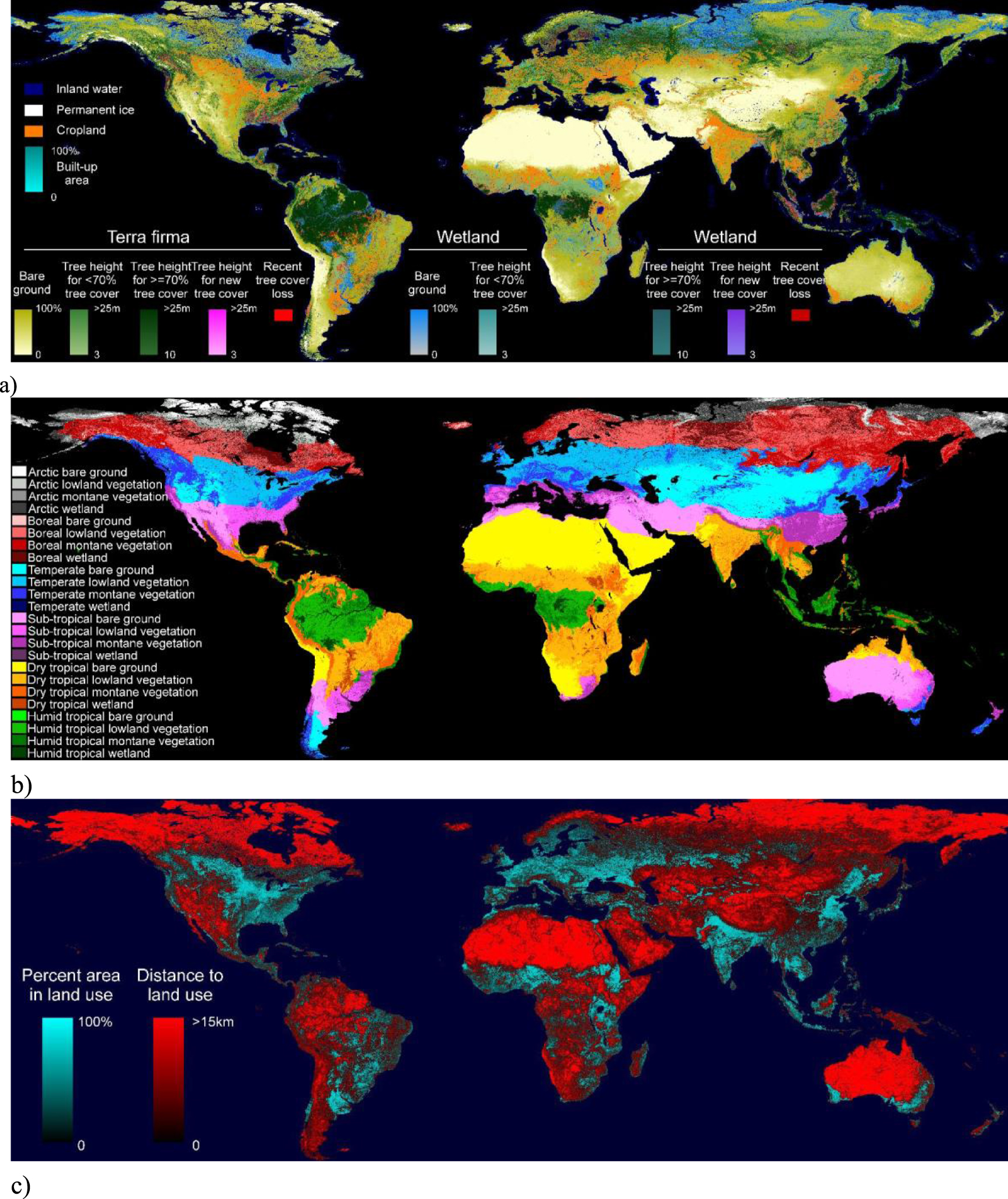 Global land use extent and dispersion within natural land cover using ...