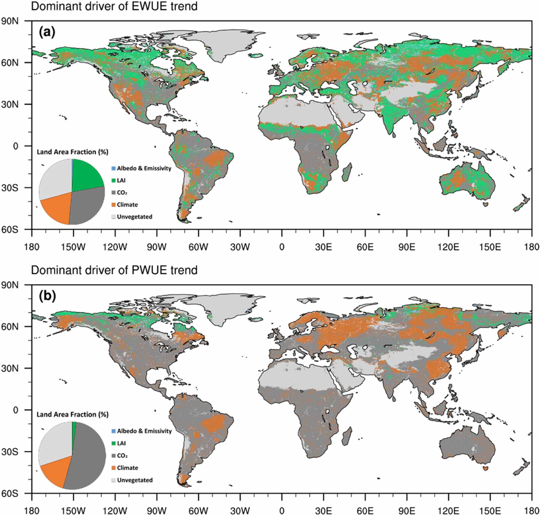 CO2 fertilization is spatially distinct from stomatal conductance ...