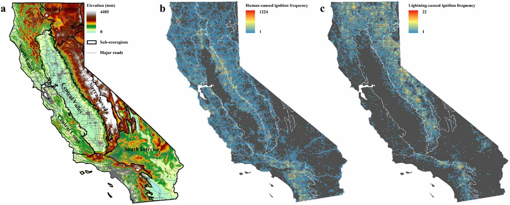 Spatial patterns and drivers for wildfire ignitions in California ...