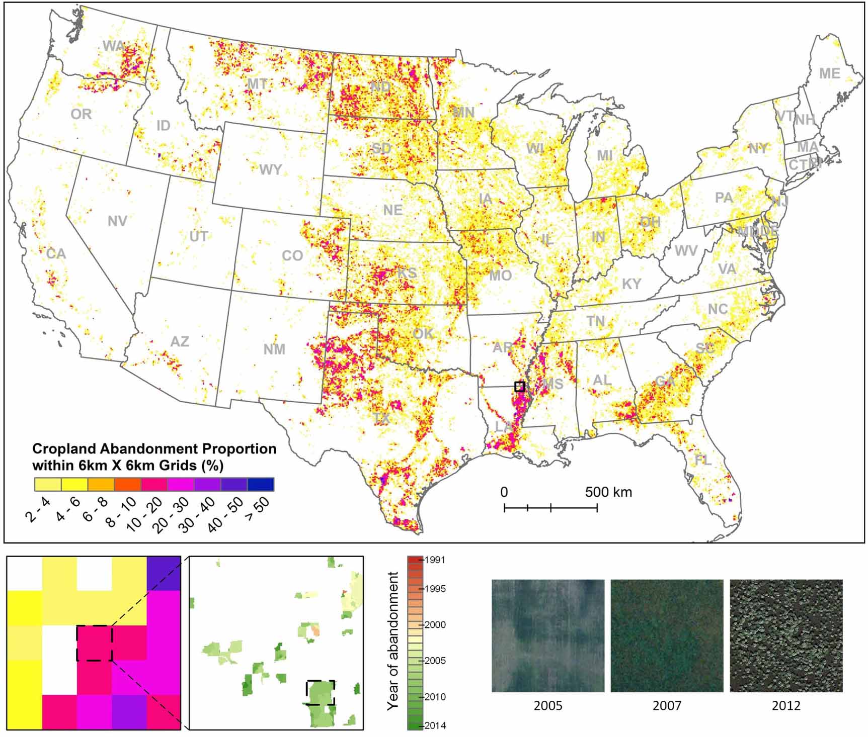Cropland abandonment between 1986 and 2018 across the United States ...