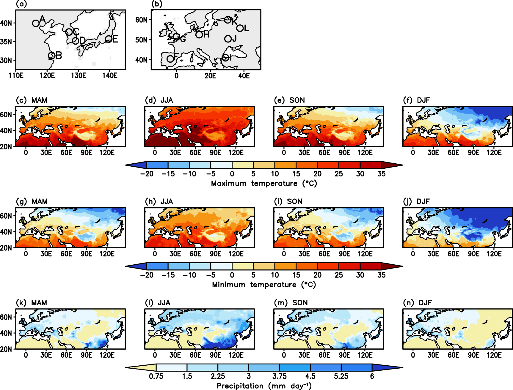 Understanding climate changes in East Asia and Europe based on spatial ...