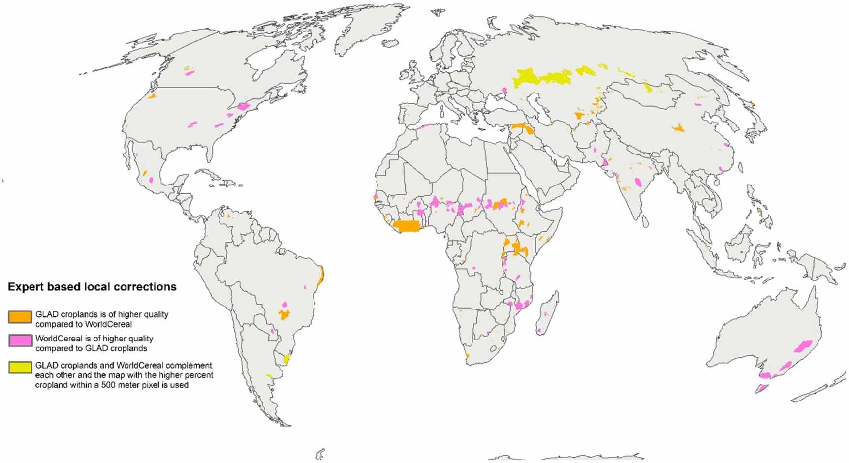A new global hybrid map of annual herbaceous cropland at a 500 m ...
