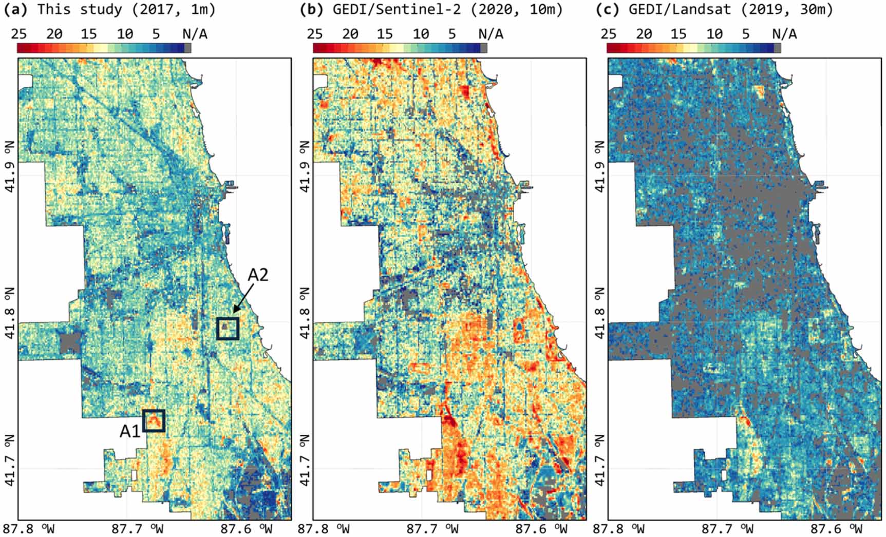 Detailed height mapping of trees and buildings (HiTAB) in Chicago and ...