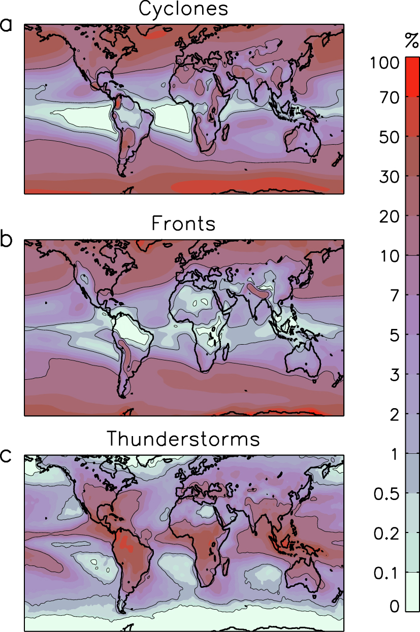 Compound weather systems of cyclones, fronts and thunderstorms in ...