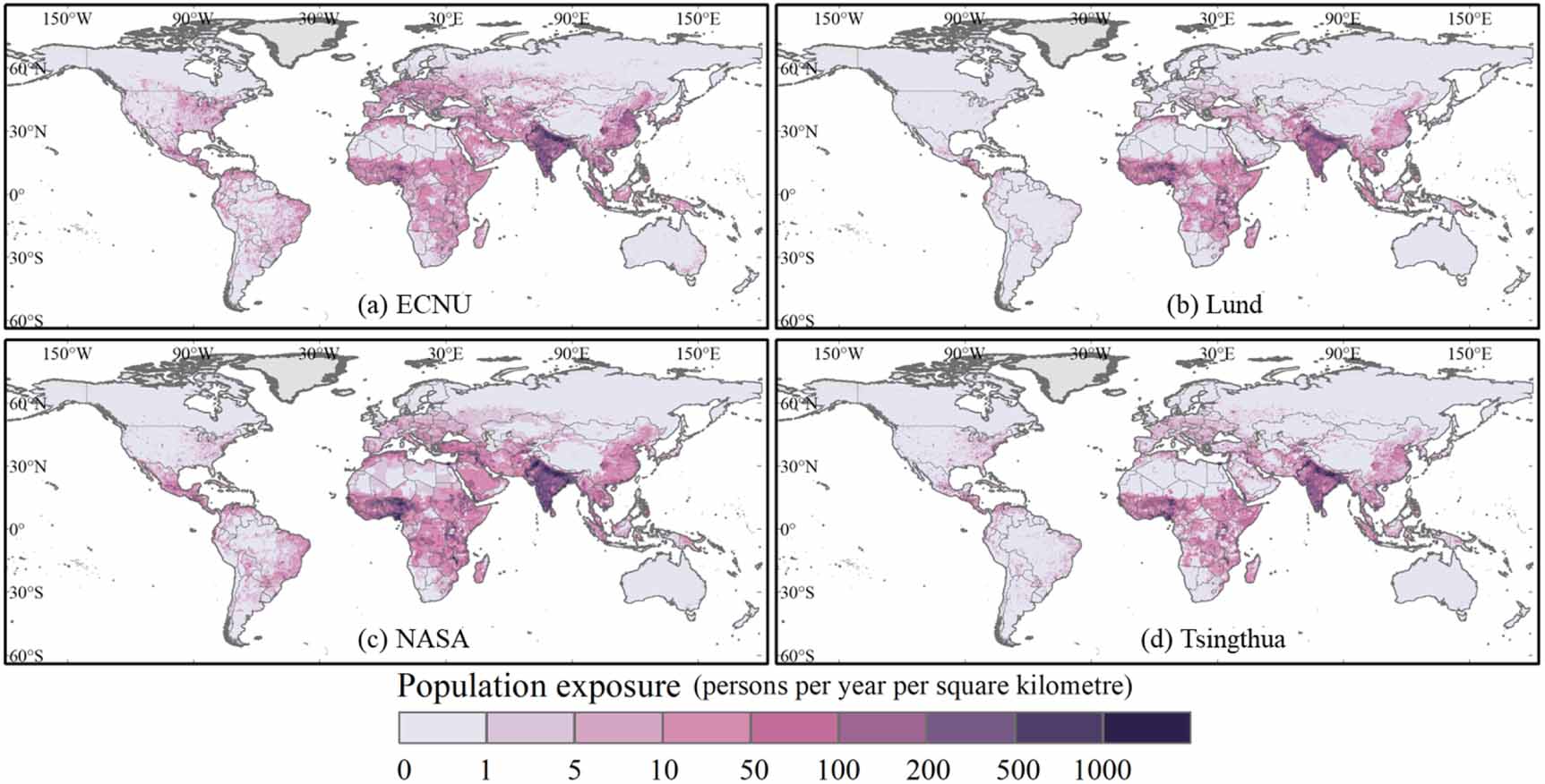 Exploring the effects of different population projection datasets on ...