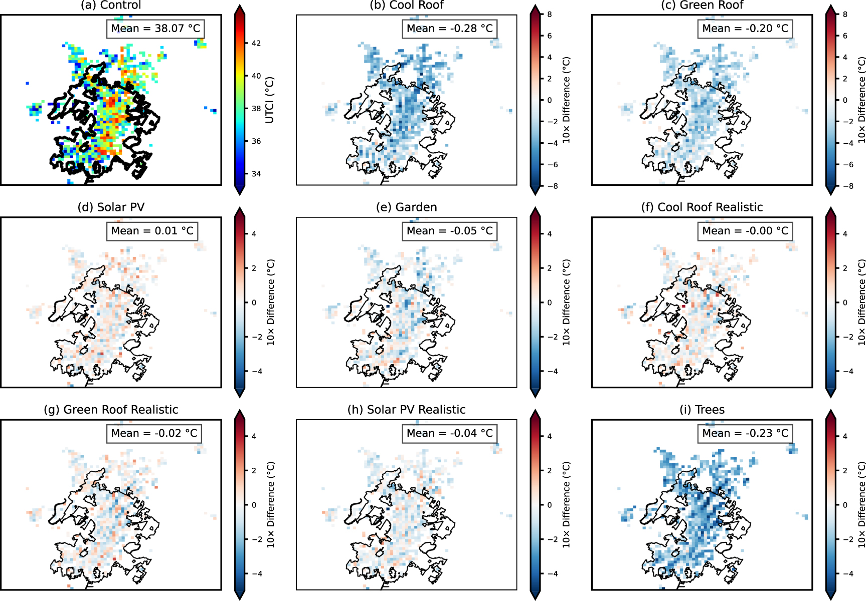Urban heat mitigation under realistic roof and land area constraints ...