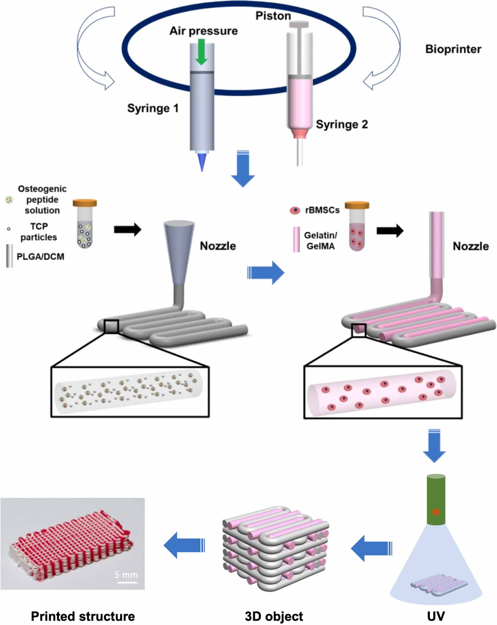 Low temperature hybrid 3D printing of hierarchically porous bone tissue ...