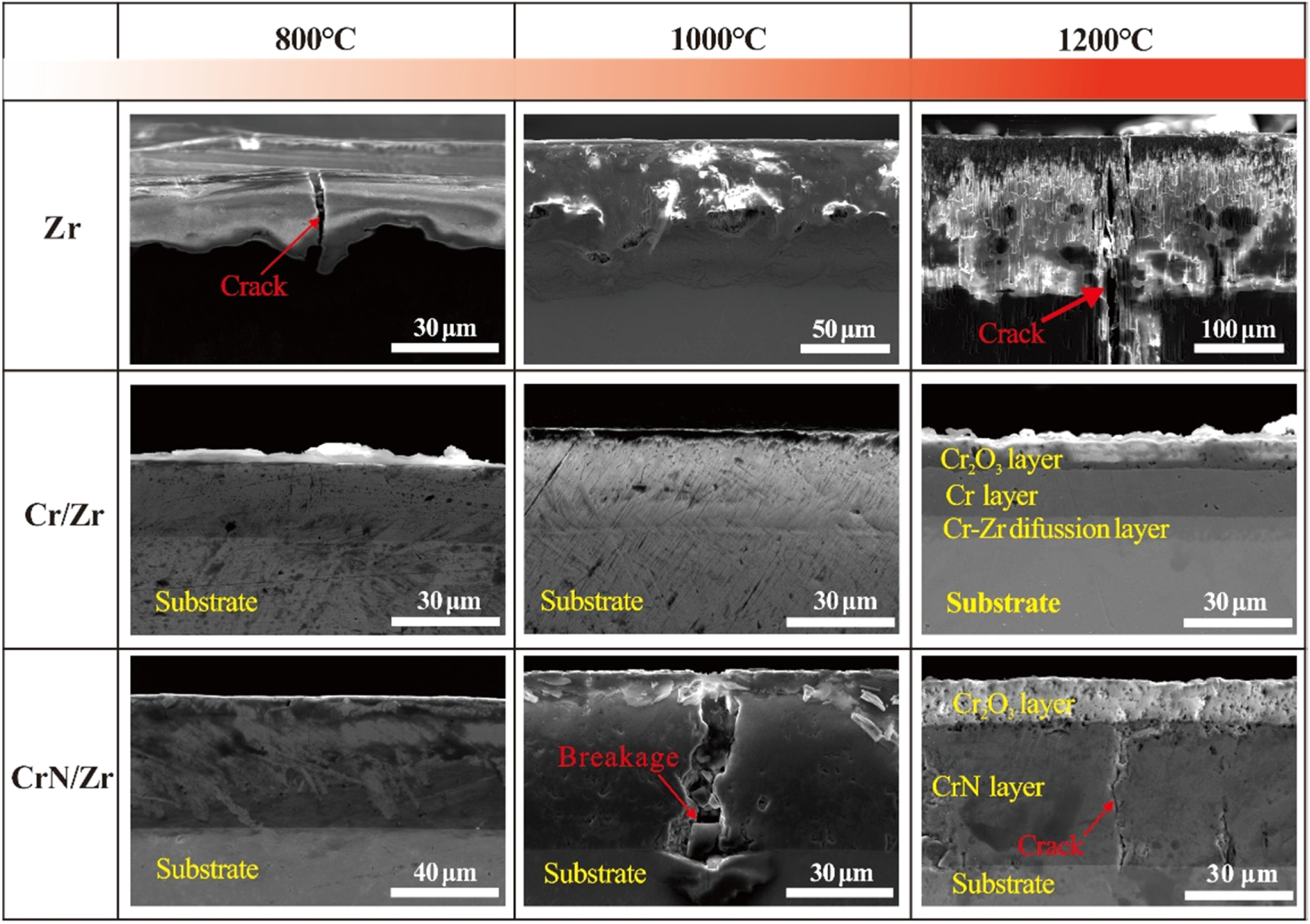The high-temperature oxidation and mechanical properties of the Cr/Zr ...