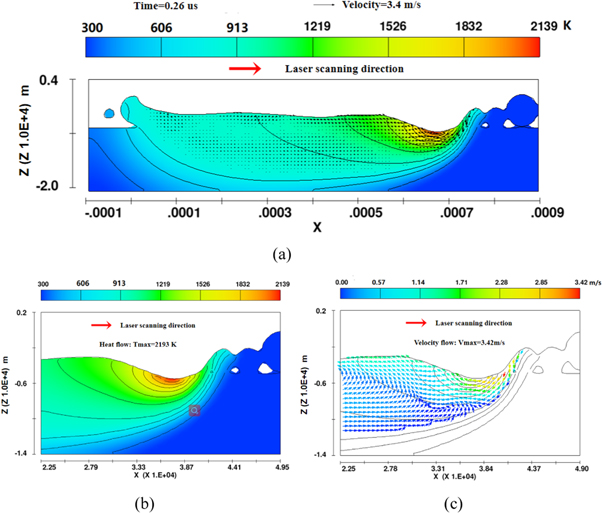 Molten pool structure, temperature and velocity flow in selective laser ...