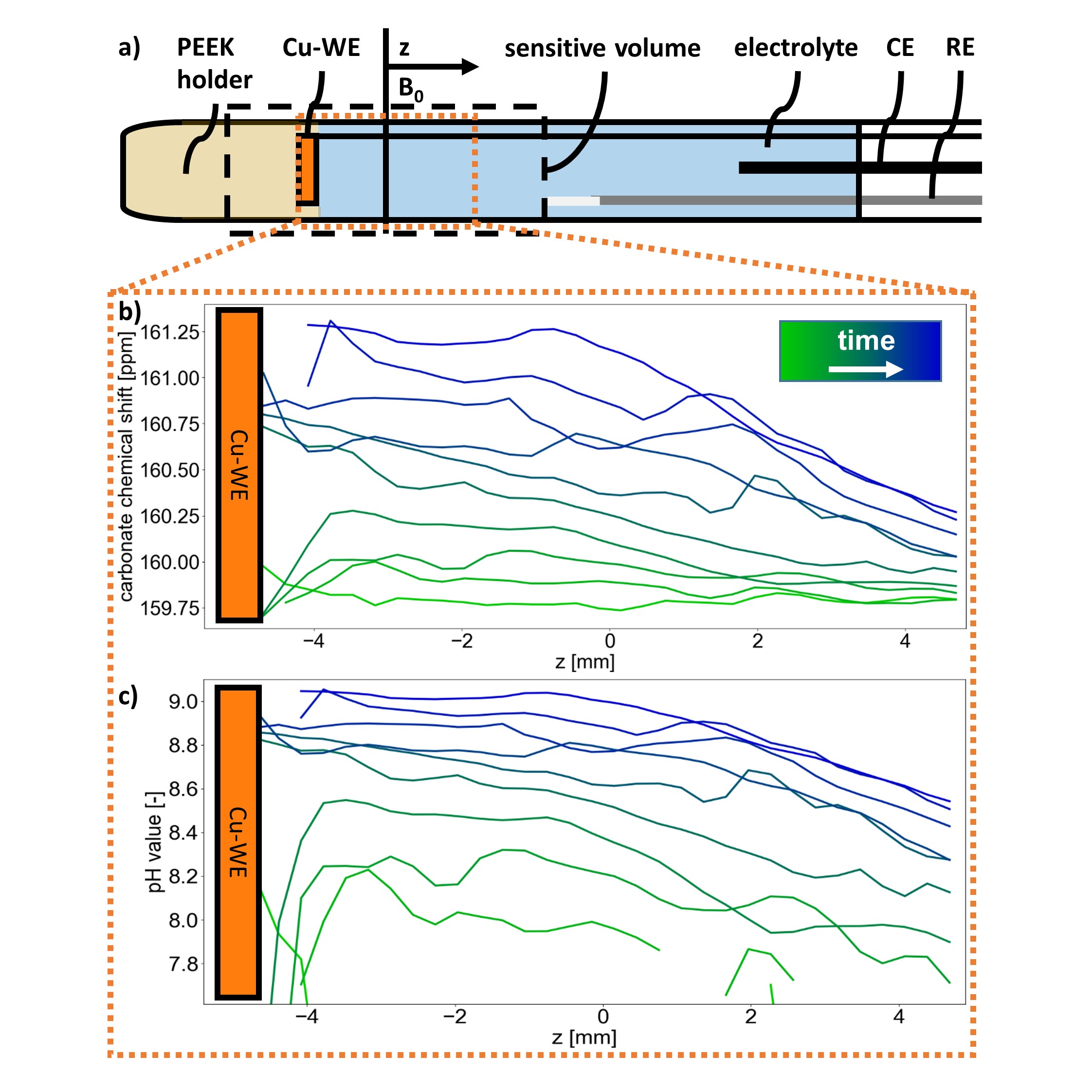In Operando Magnetic Resonance Imaging Reveals Local pH and Ion Concentration Profiles during Cu ...