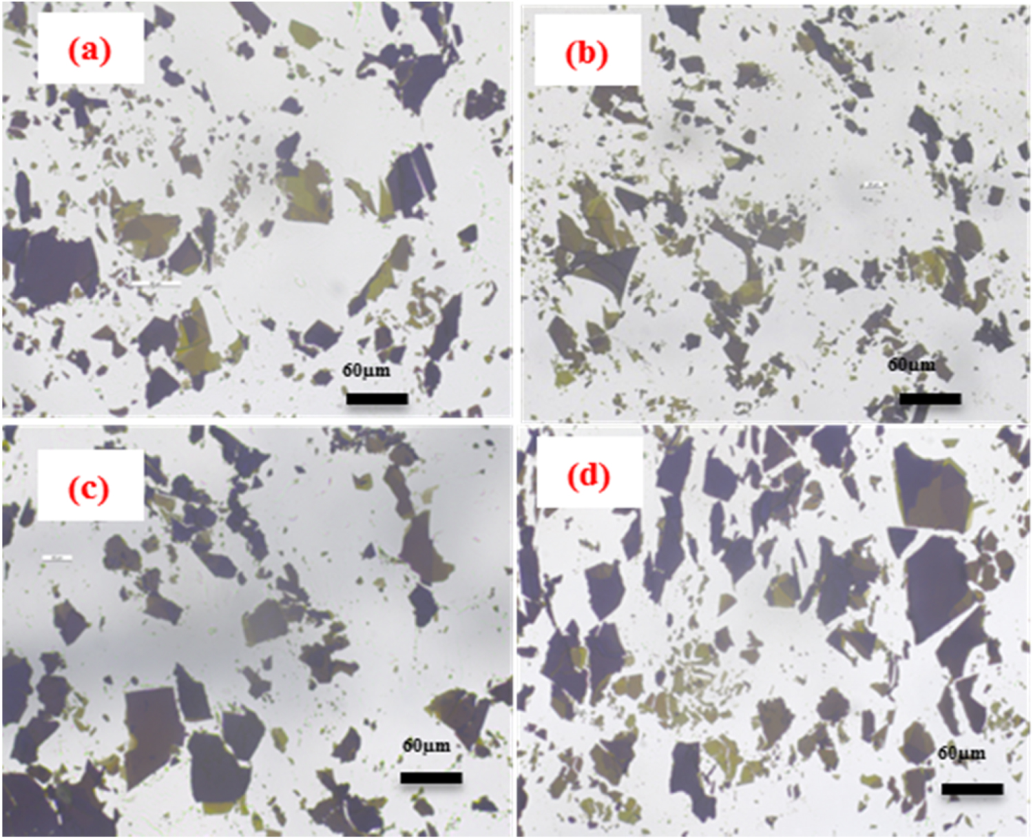 Single crystal flake parameters of MoS2 and MoSe2 exfoliated using ...