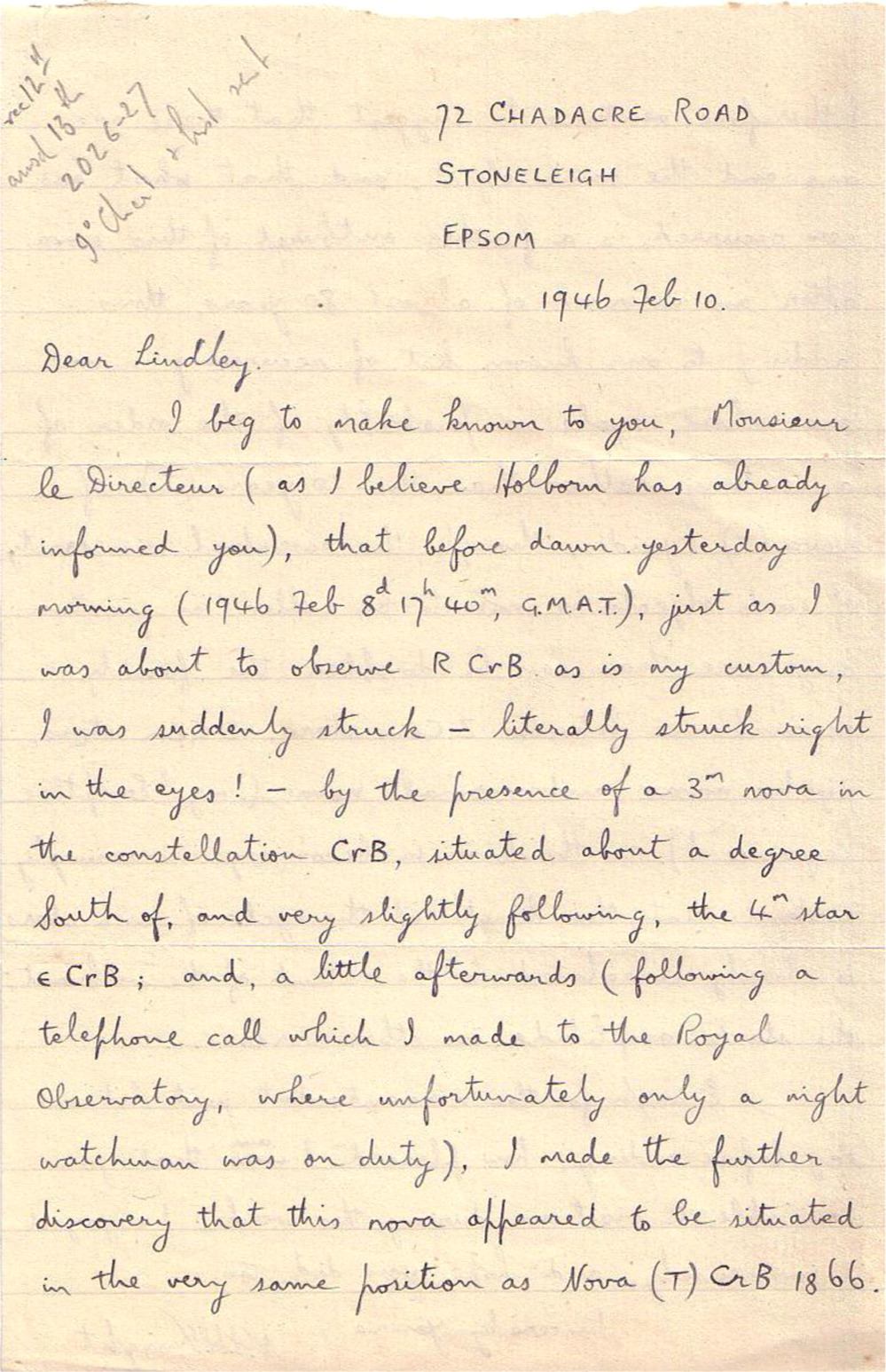 An Independent Discovery of the 1946 Eruption of the Recurrent Nova T ...