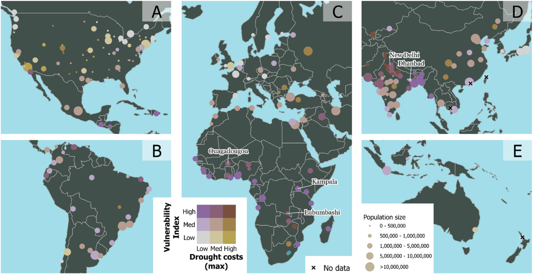 Global drought risk in cities: present and future urban hotspots ...