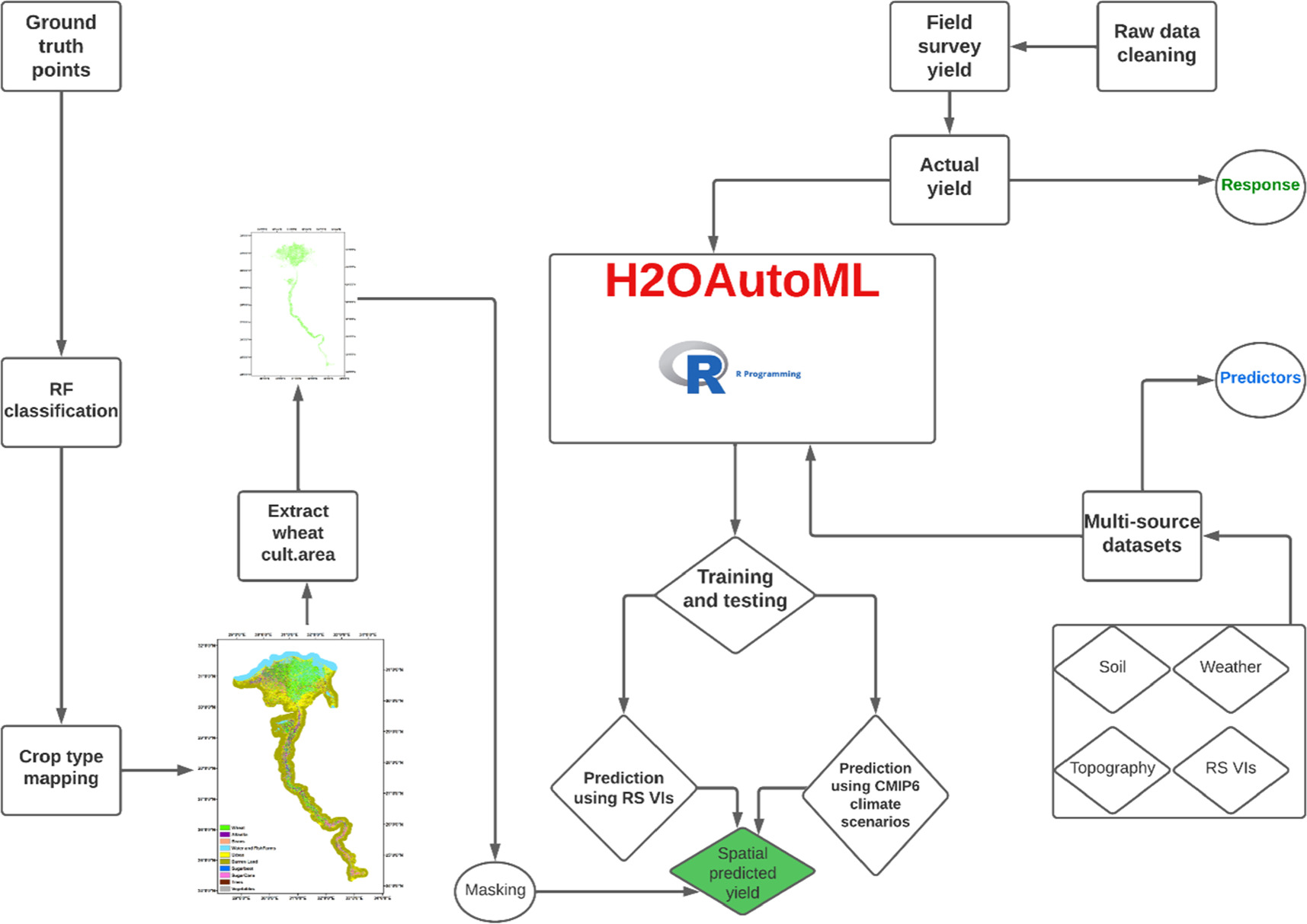 Developing automated machine learning approach for fast and robust crop yield prediction using a ...