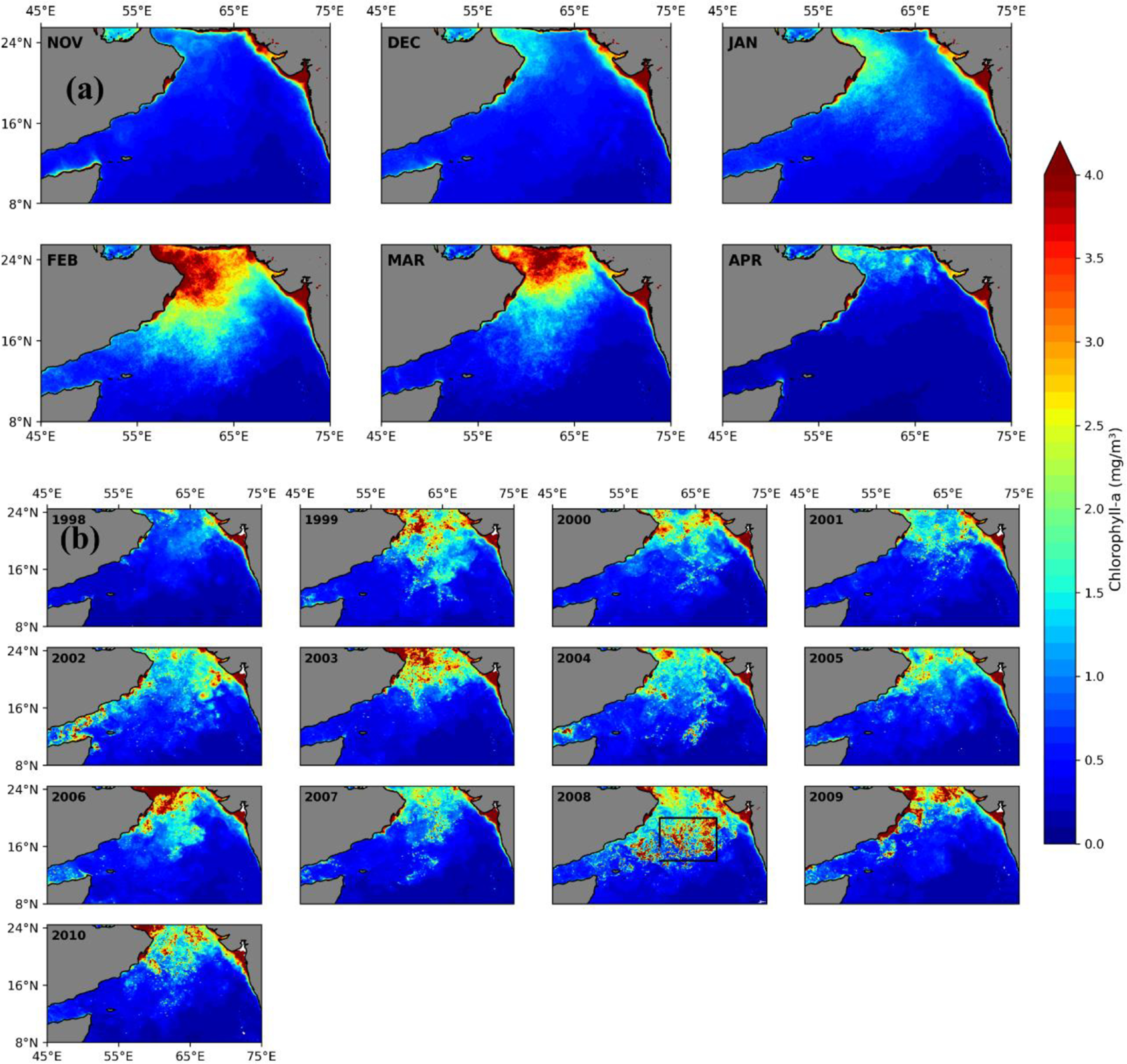 Observed anomalous chlorophyll-a bloom in the northern Arabian Sea ...
