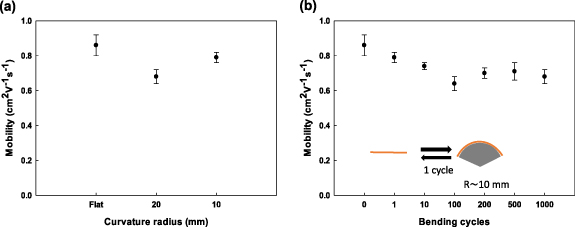 Flexible organic ion-gated transistors with low operating voltage and ...